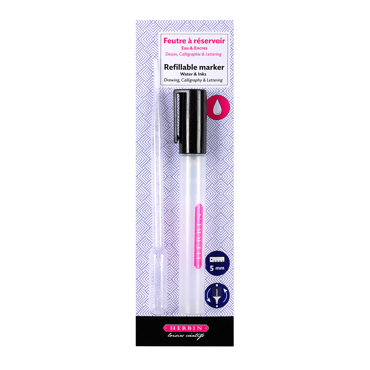 Empty reservoir felt-tip pen with double point 5 mm for drawing and ...